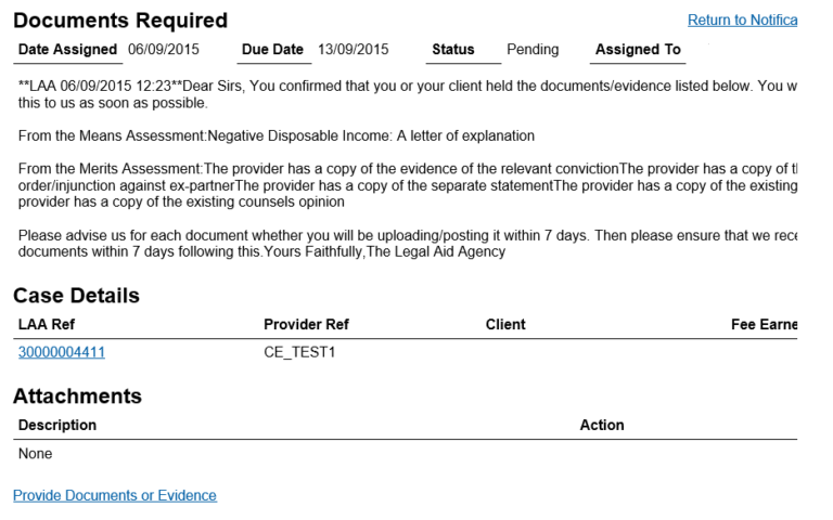 CCMS provider: actions, notifications and documents – Managing Notifications – Legal Aid Learning