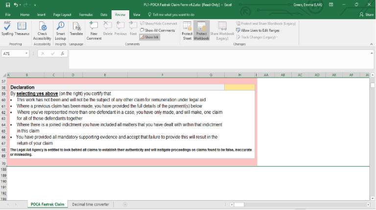 POCA fastrak (PL1) claim form guidance – Legal Aid Learning