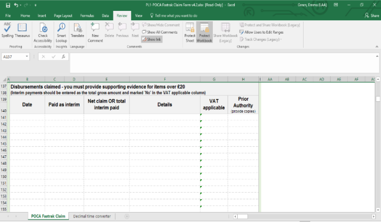 POCA fastrak (PL1) claim form guidance – Legal Aid Learning
